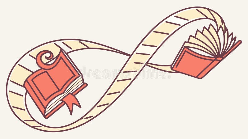 Books and a Ribbon Forming an Infinity Symbol for Endless Learning, Vector Design Generative AI ...
