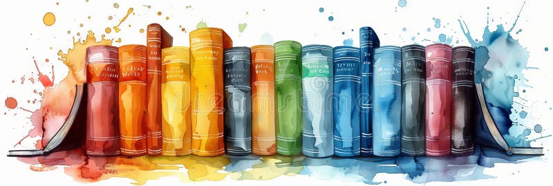 Books in a Row. a Colorful Assortment of Books. Concept of Education ...