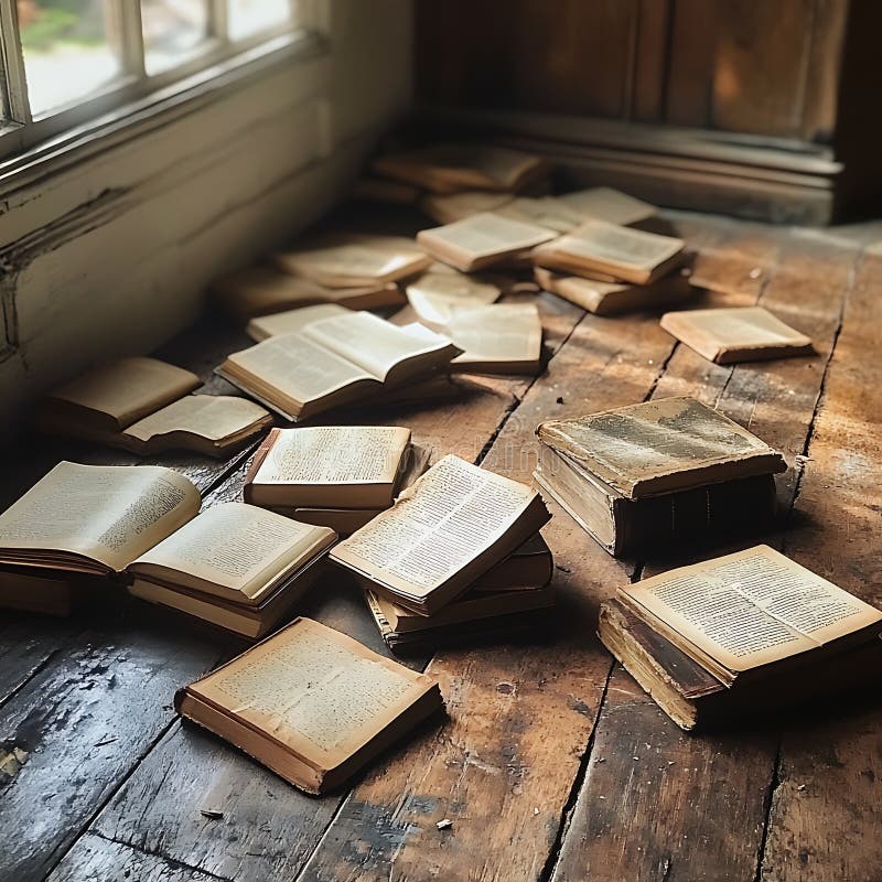 Books Scattered Old Wooden Floor Window Stock Photos - Free & Royalty ...