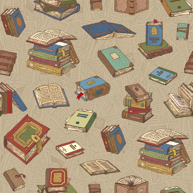 Books Seamless Pattern stock illustration. Illustration of cartoon ...