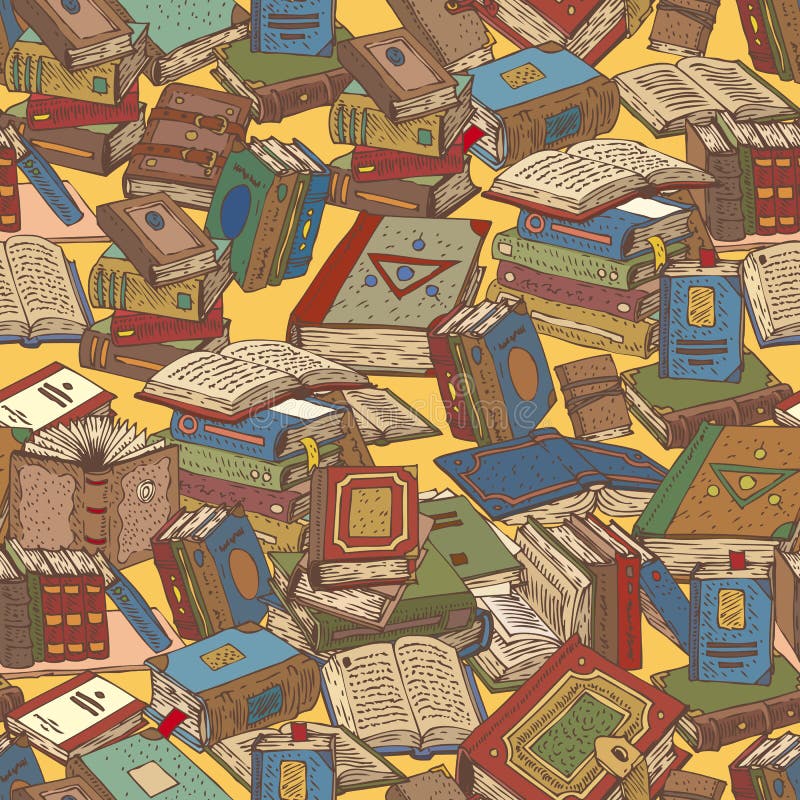 Books Seamless Pattern stock illustration. Illustration of multicolored ...