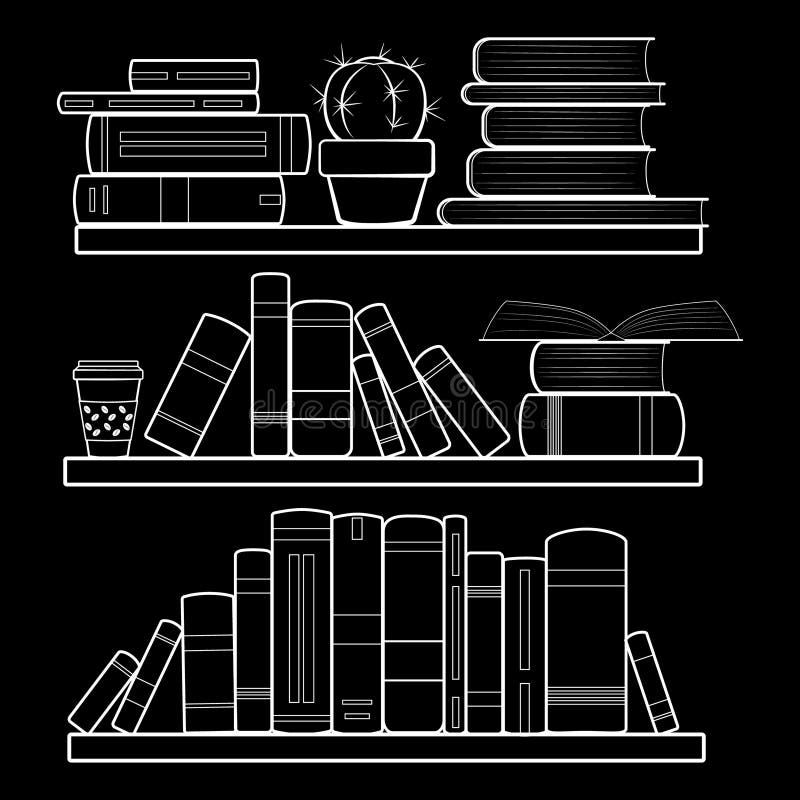 Books Set of Bookshelves White Stock Vector - Illustration of icon ...