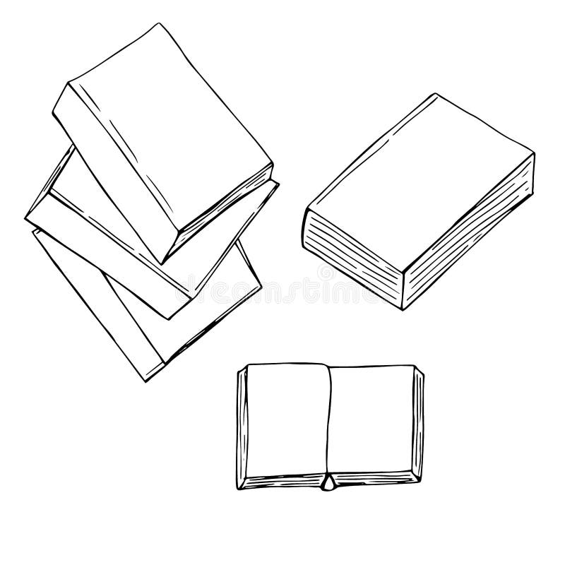 Books Set, Vector Illustration, Hand Drawing Sketch Stock Vector ...