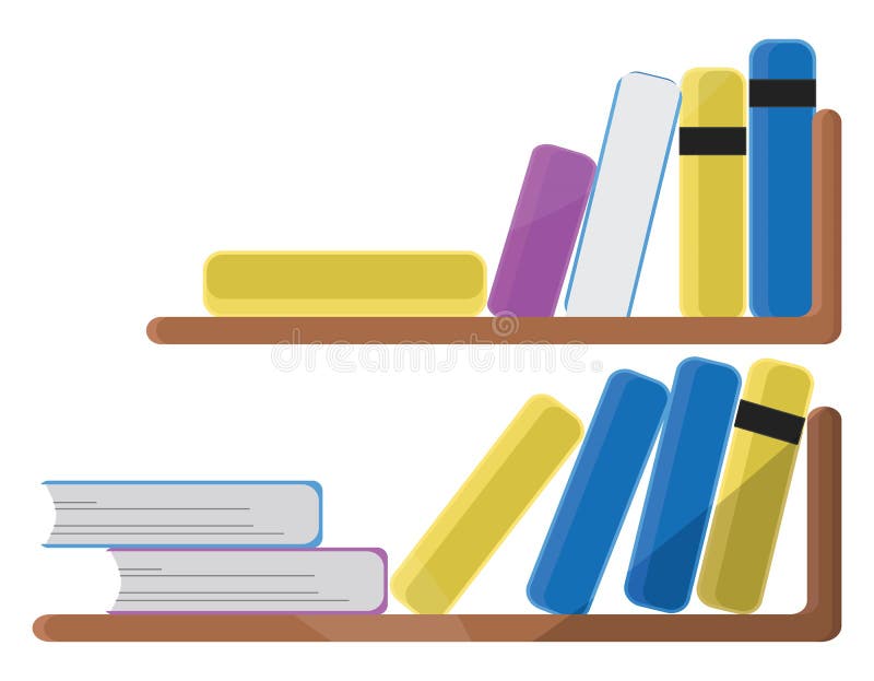 Books on shelf, icon stock vector. Illustration of cartoon - 261374567