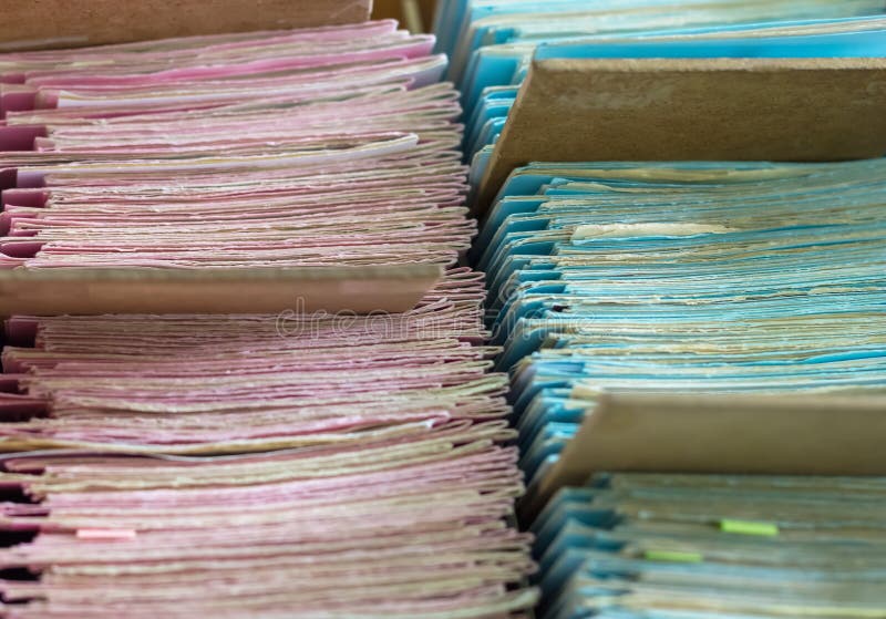 File Folders in a File Cabinet, Card Catalog in a Library, Stock Image ...