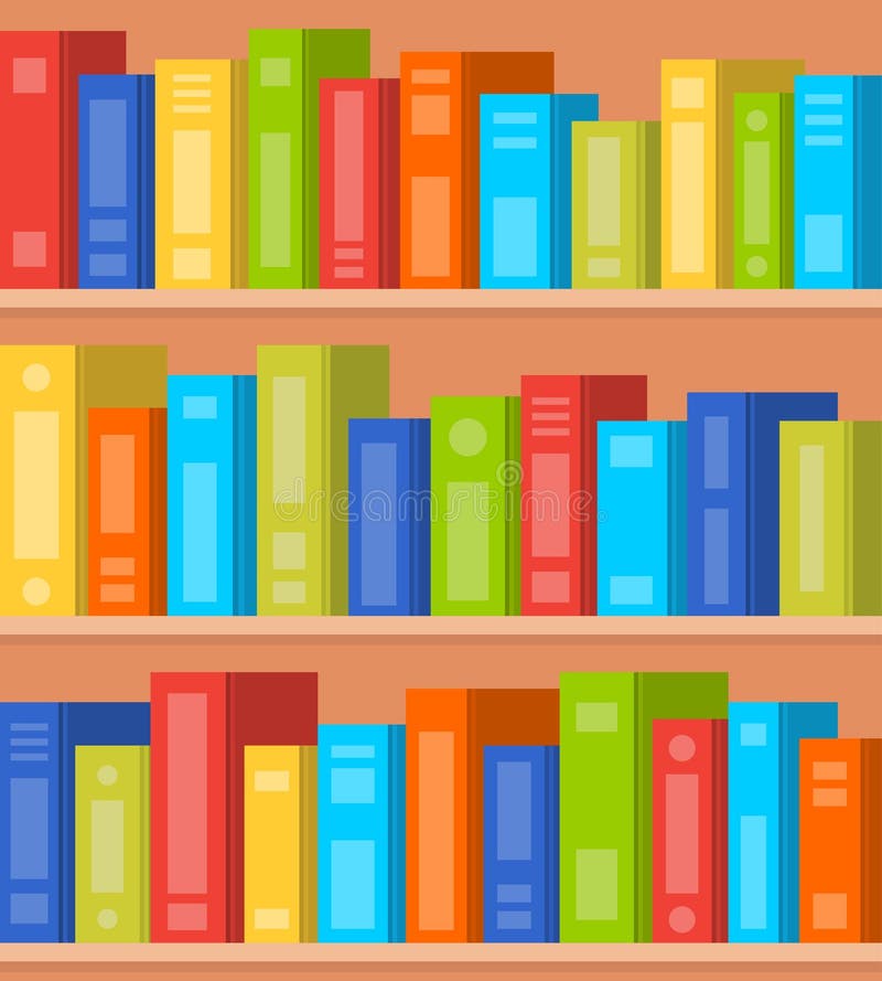 Books on Shelves Seamless Pattern Stock Vector - Illustration of school ...