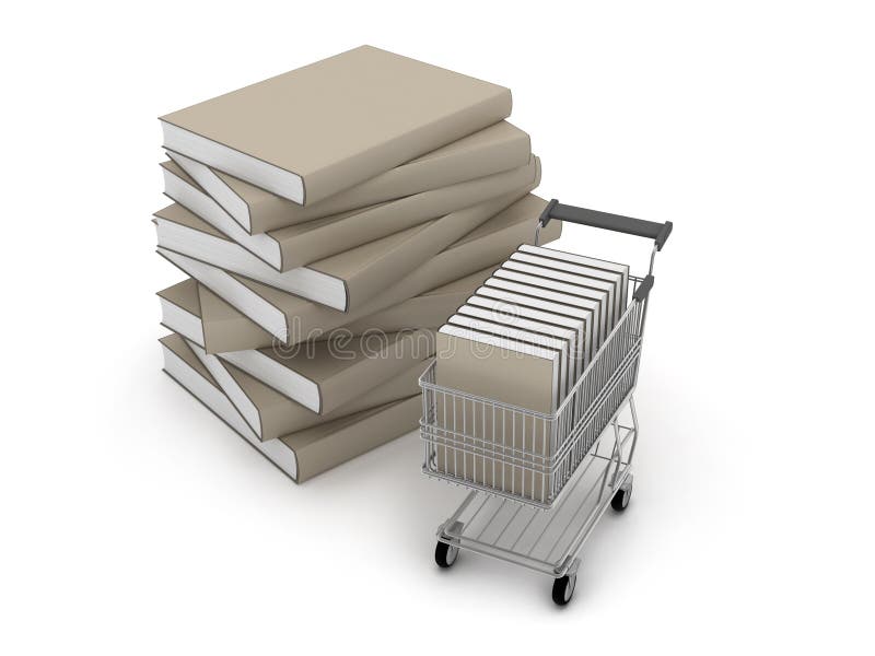 Pile of Books in Shopping Cart for Your Design Stock Vector ...