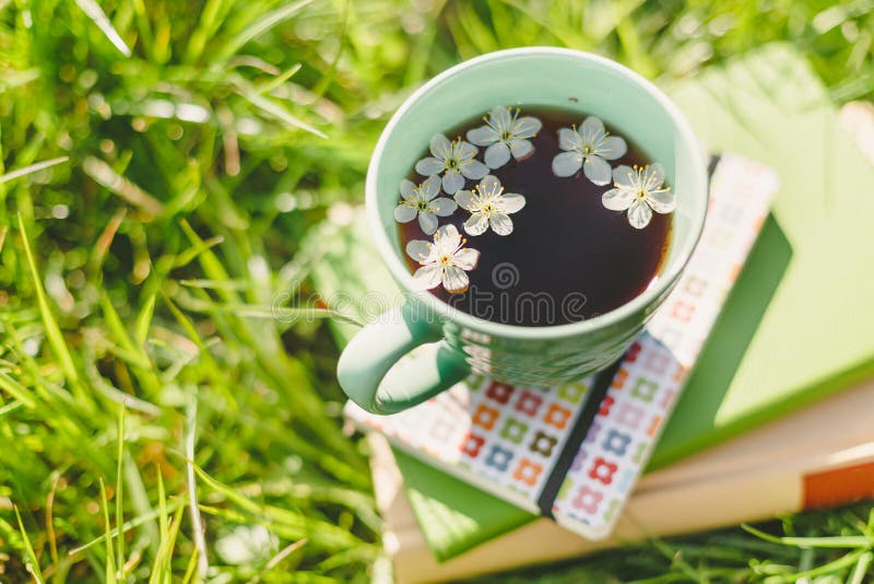 Books and spring tea cup stock image. Image of backdrop - 46803009