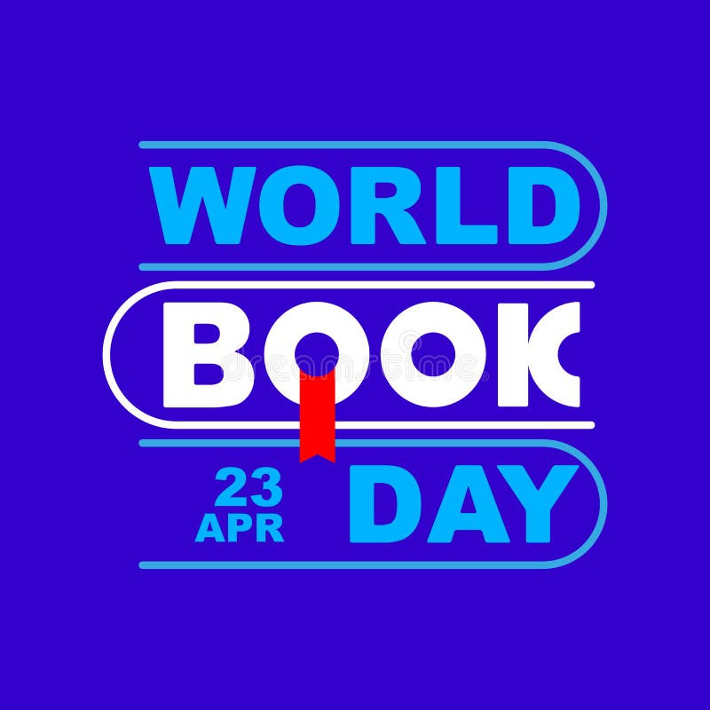 Books in a Stack on a Blue Background. Stylish Card for World Book Day ...