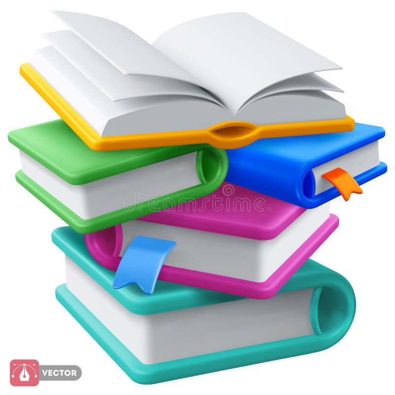 Books Stack Realistic stock vector. Illustration of multi - 238231781