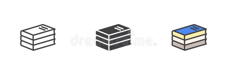 Books in Stack Icon Set in Line, Solid and Filled Outline Style Stock ...