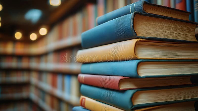 Books Stack in Library. Knowledge and Learning. Resource for Families ...