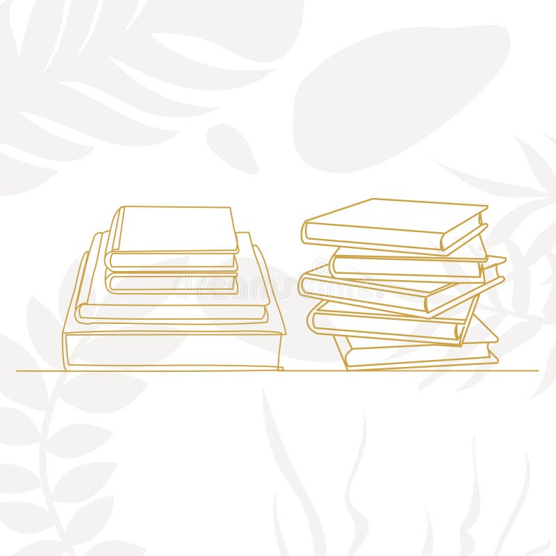 Books Stack Line Drawing Vector Vector Stock Illustration ...