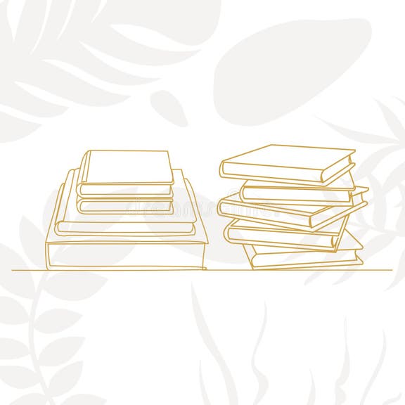Books Stack Line Drawing Vector Vector Stock Illustration ...