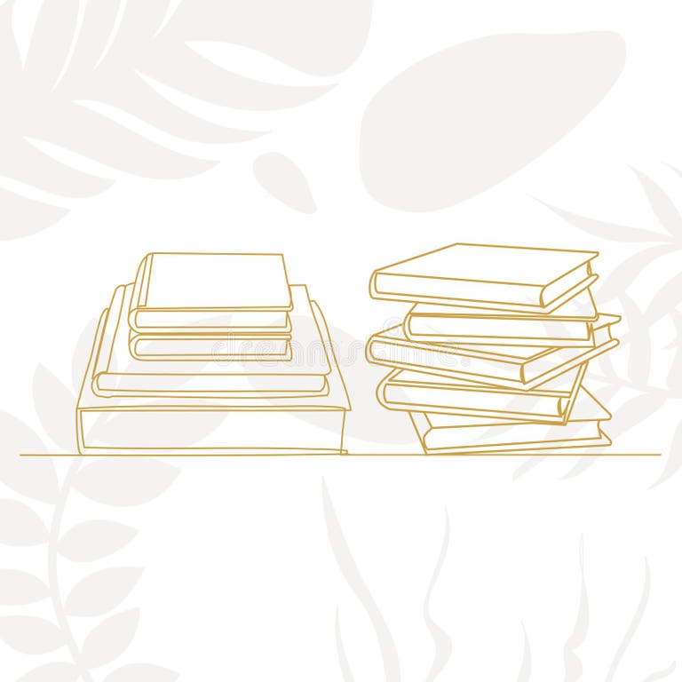 Books Stack Line Drawing Vector Vector Stock Illustration ...
