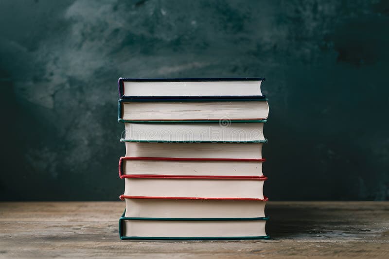Books Stacked Neatly Atop a Sturdy Table Surface Stock Illustration ...