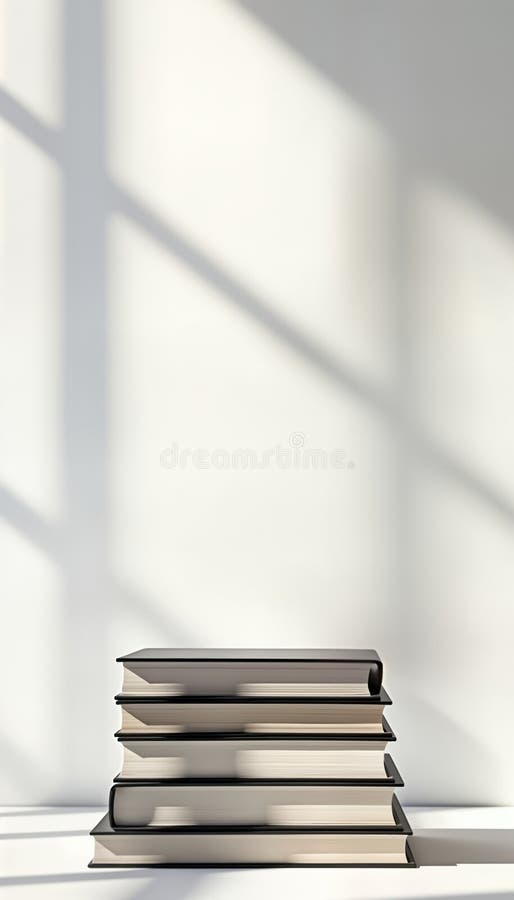 Books Stacked on a Plain Surface with Shadows. Simple Mockup of Books ...
