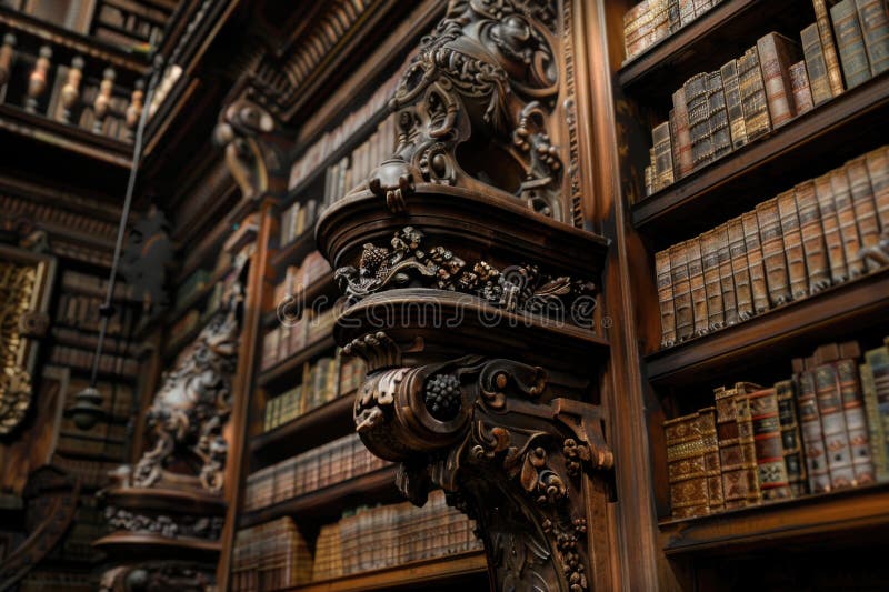 Books Stacked on Shelves in a Quiet Library Setting Stock Image - Image ...
