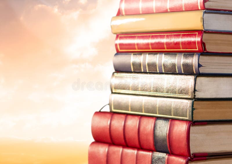 Stack Books Red Sunset Sky Background Stock Photos - Free & Royalty ...