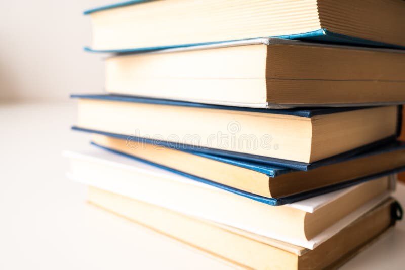 Books Stacked on Top of Each Other. Stock Photo - Image of exam ...