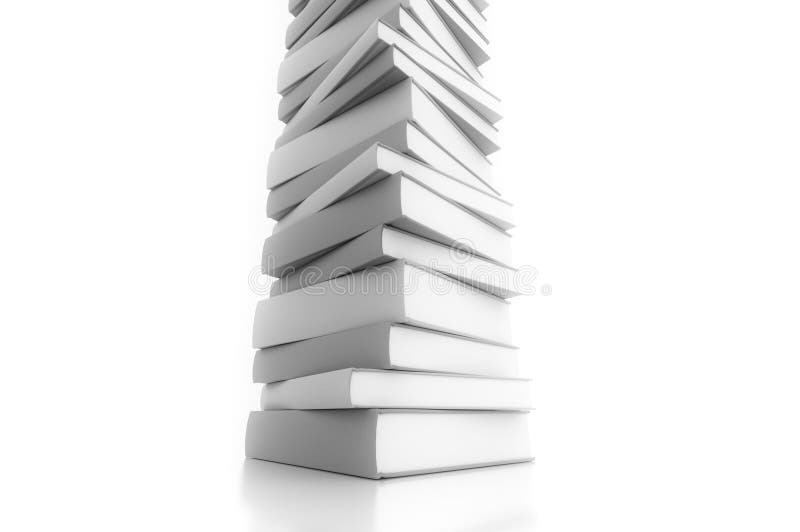 Books Stacked on White Background Stock Illustration - Illustration of ...