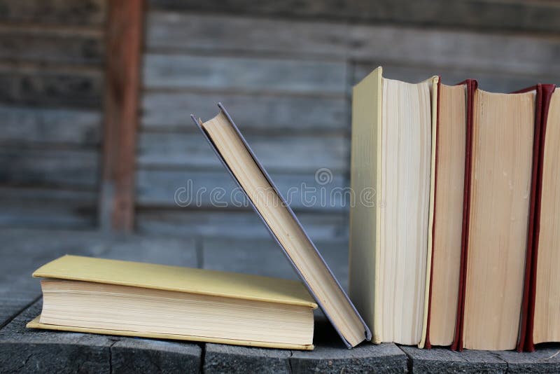 Books standing on a table stock image. Image of blank - 81840321