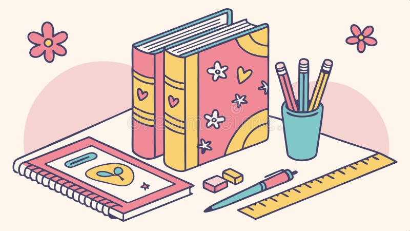 Books and Stationery Education Learning Study School Supplies Vector ...