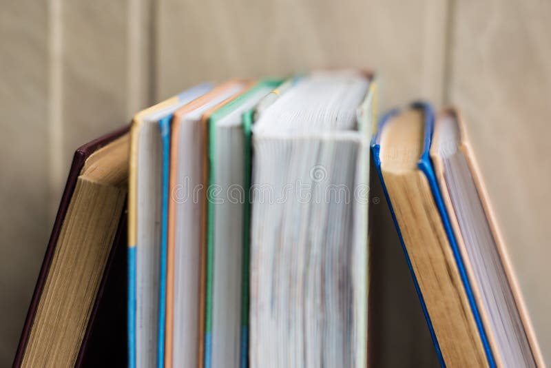 Books for Study Stand in a Row on the Shelf Stock Image - Image of ...