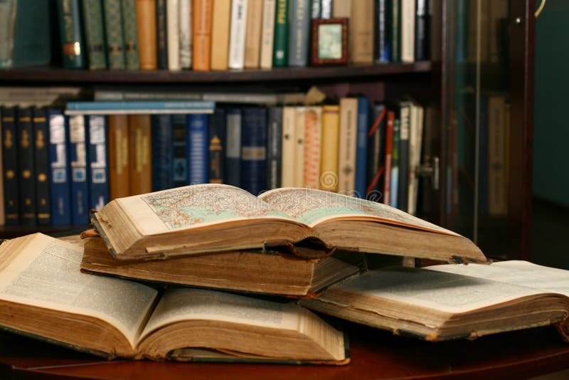 Books on table stock image. Image of retro, document, stack - 5926415
