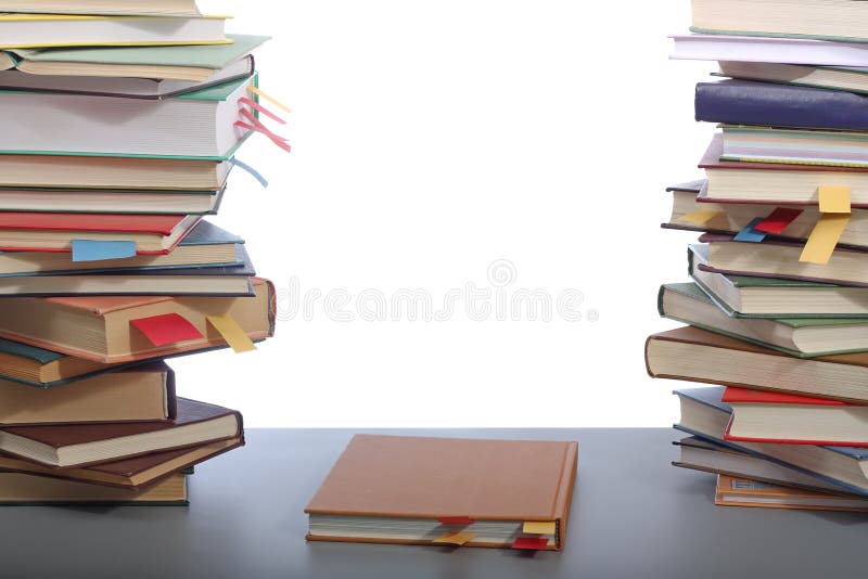 Books on table stock image. Image of stack, isolated, examination - 6383543