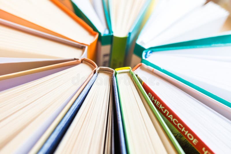 Books on the Table. DIstance Learning. Remote Education. Circle of ...