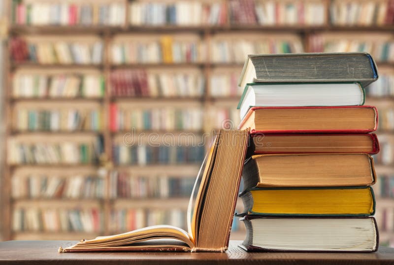 Books on the Table in the Library Stock Image - Image of learning ...