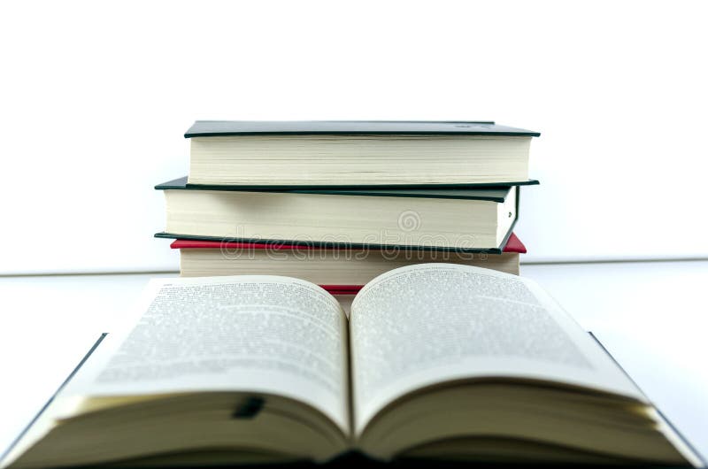 Books on the table stock image. Image of research, hardcover - 58666399