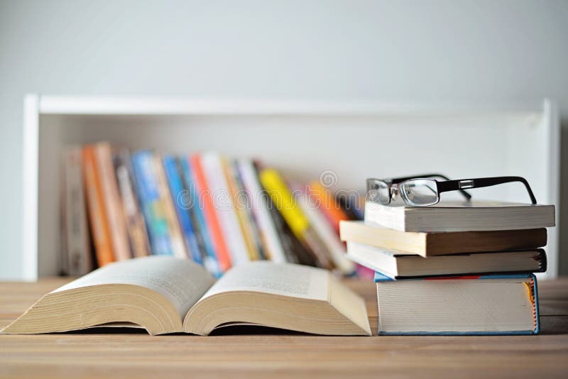 Books on table stock photo. Image of reading, bookshelf - 58062130