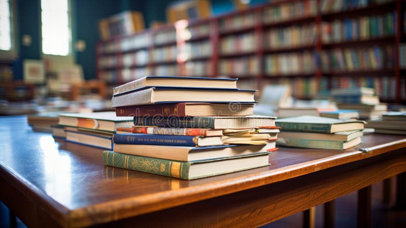 Books on the Table. School Topics Stock Illustration - Illustration of ...