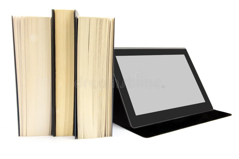 Books and a tablet device stock photo. Image of conceptual - 37653136