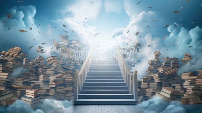 Books that Touch the Sky, a Metaphor for Limitless Knowledge Stock ...