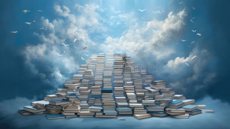 Books that Touch the Sky, a Metaphor for Limitless Knowledge Stock ...