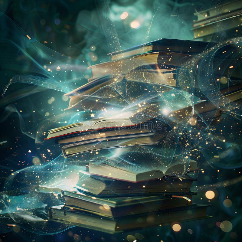 Books Transforming into Digital Knowledge Streams Stock Image - Image ...