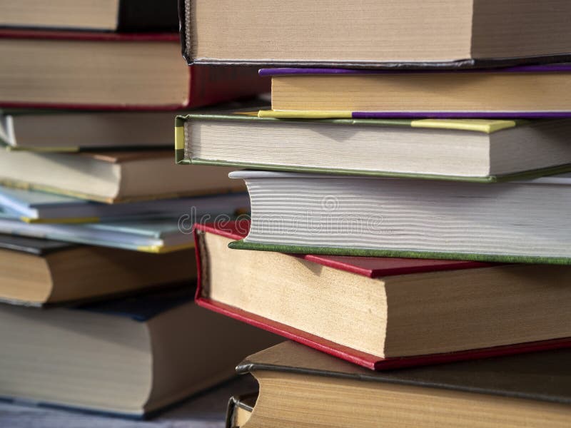 Books in a Stack are Shifted at an Angle To Each Other. Background for ...