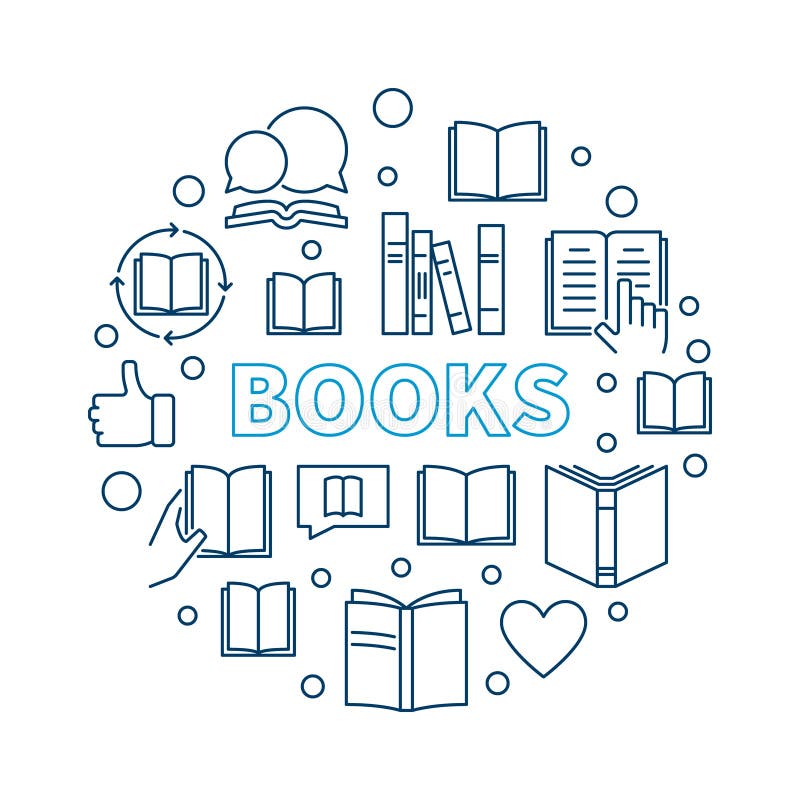 Free Books Concept Blue Circular Outline Vector Illustration Stock ...