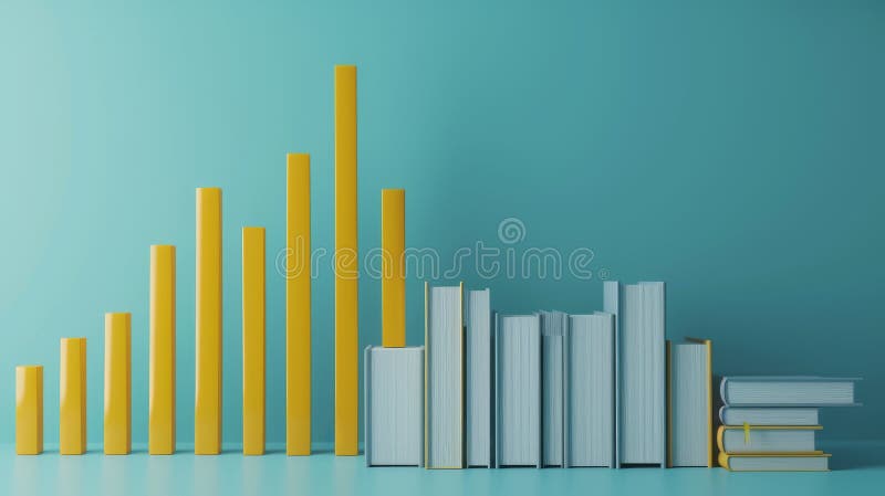Books and Vertical Bars Creating a Comparative Growth Chart Concept ...