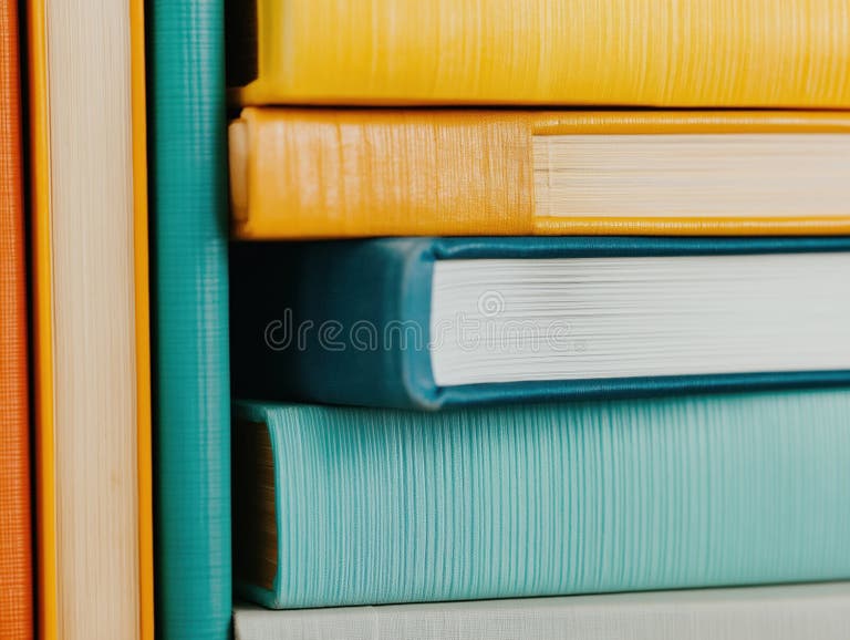 Books in Vibrant Colors Stacked High. Knowledge, Learning Resources ...