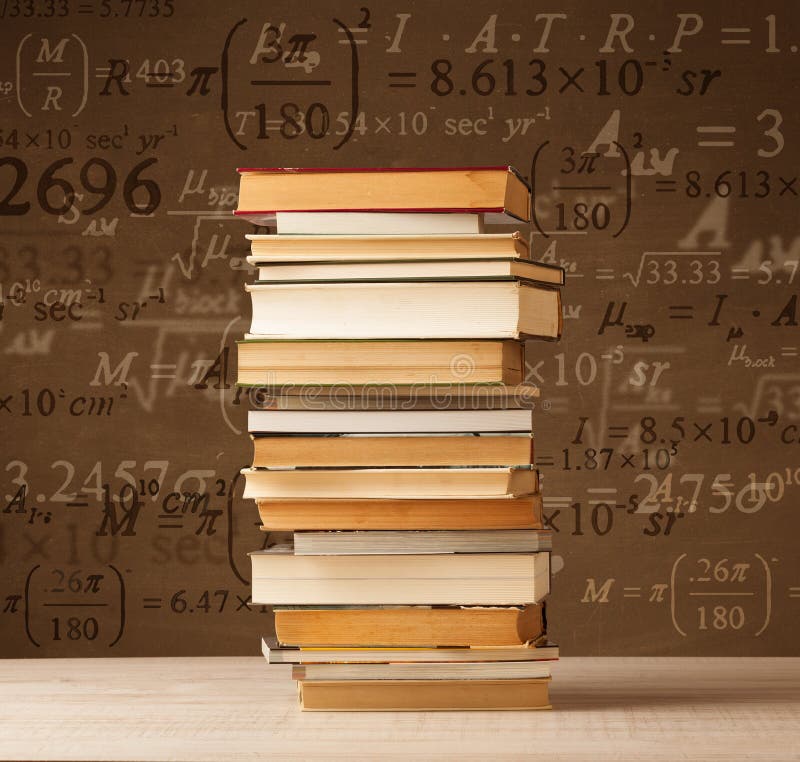 Books on Vintage Background with Math Formulas Stock Image - Image of ...