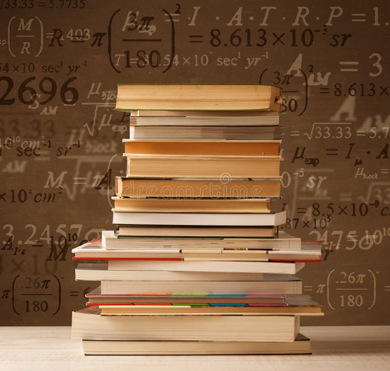 Books On Vintage Background With Math Formulas Stock Illustration ...