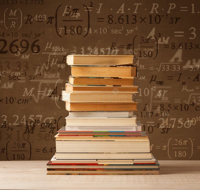 Books on Vintage Background with Math Formulas Stock Illustration ...