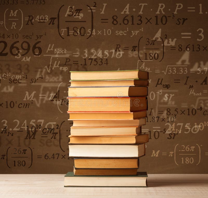 Books On Vintage Background With Math Formulas Stock Illustration ...