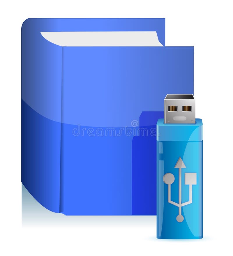 Books wire connected USB stock illustration. Illustration of ...