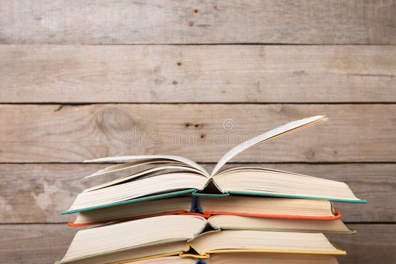 Books on the Wooden Background Stock Photo - Image of white, spine ...