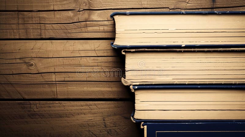 Books on Wooden Floor, One Large Book Leaning on Top Stock Photo ...
